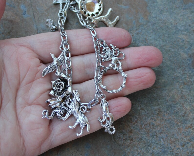 Game of Thrones Inspired Charm Bracelet- Stainless Steel Chain- Stag ...