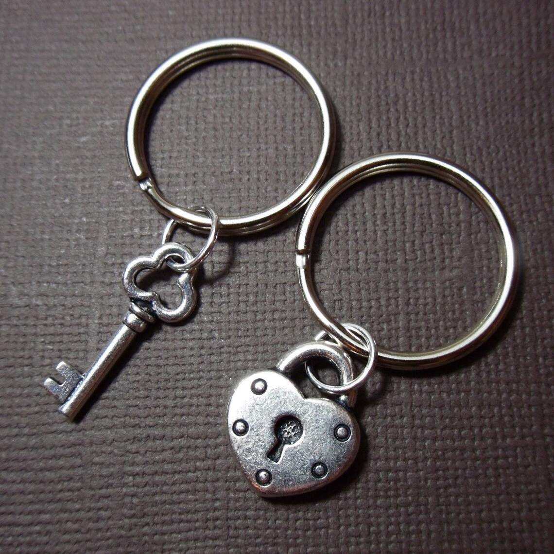 Key to My Heart Keychains Two Key Rings With Heart Lock & | Etsy
