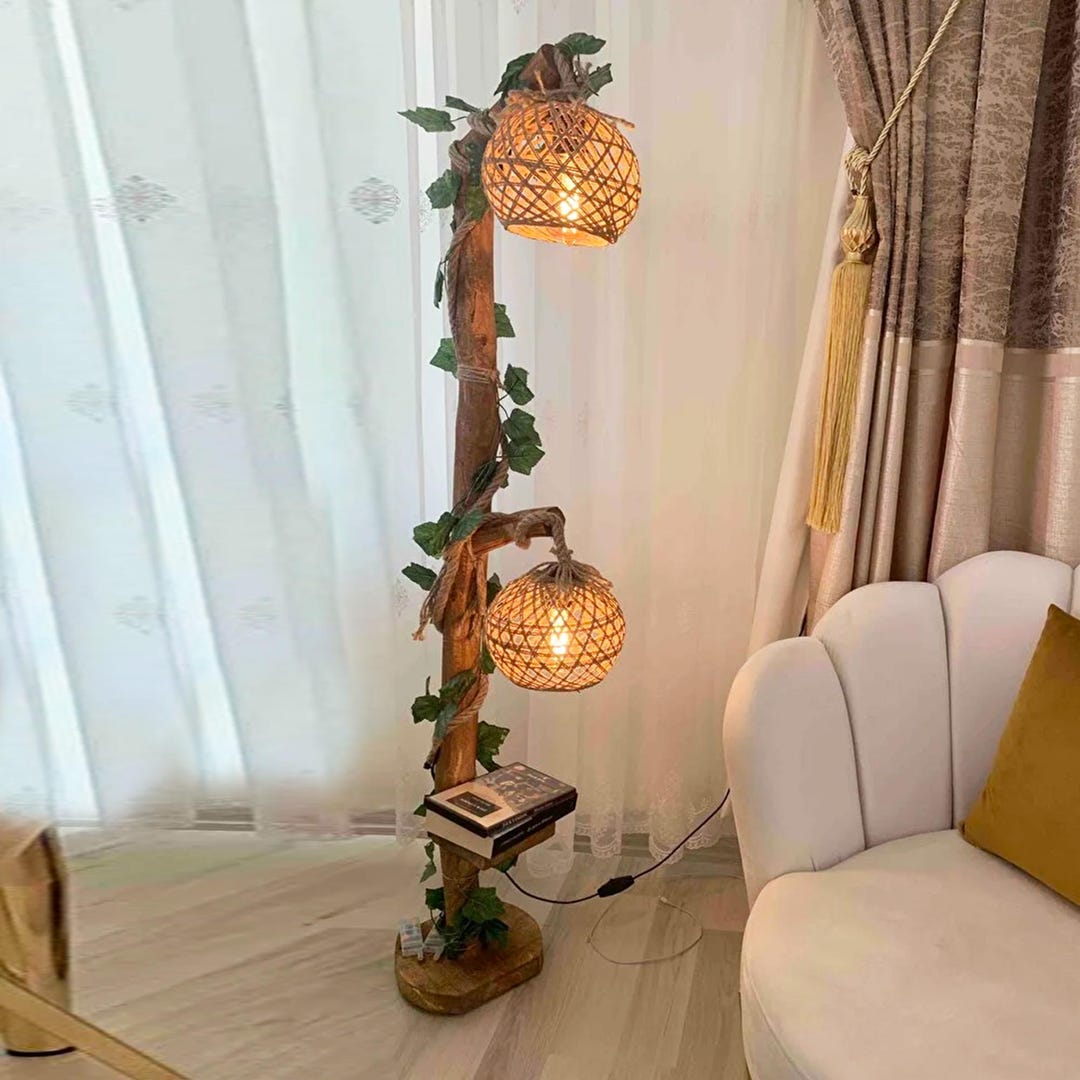 Natural Tree Floor Lamp / Handmade Floor Lamp / Alaska Style Lamps ...
