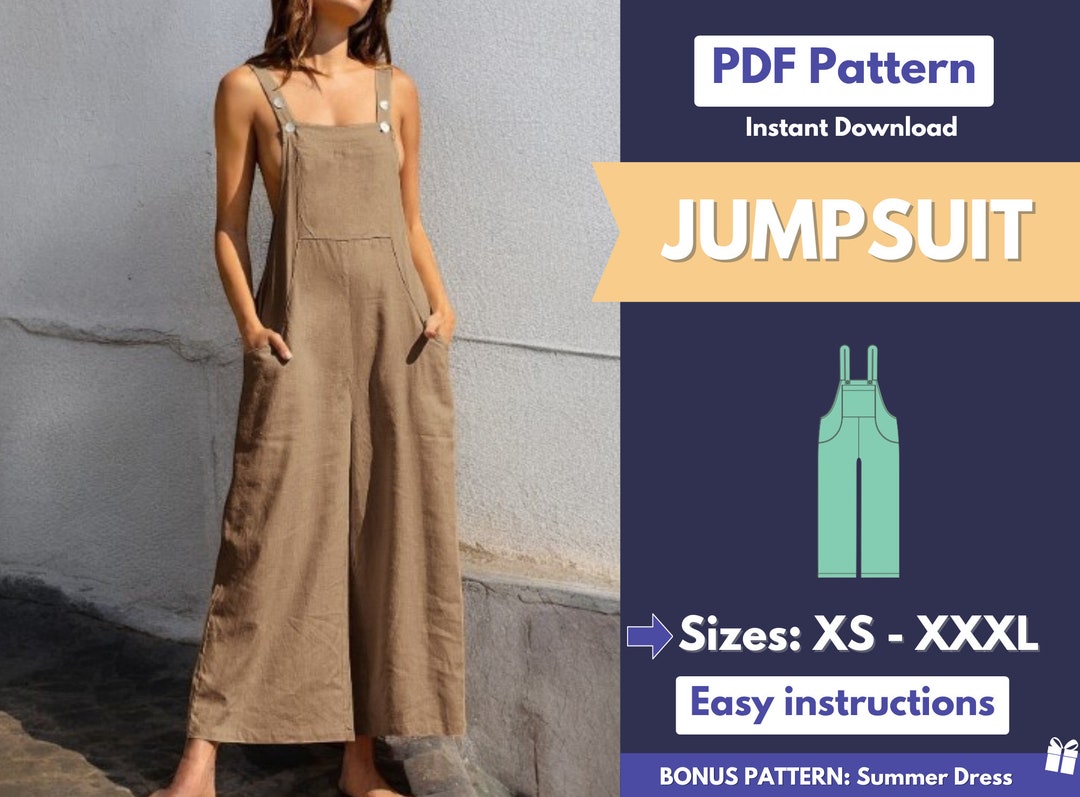 Jumpsuit Sewing Pattern | XS-XXXL | Overalls Pattern | Loose-fit ...