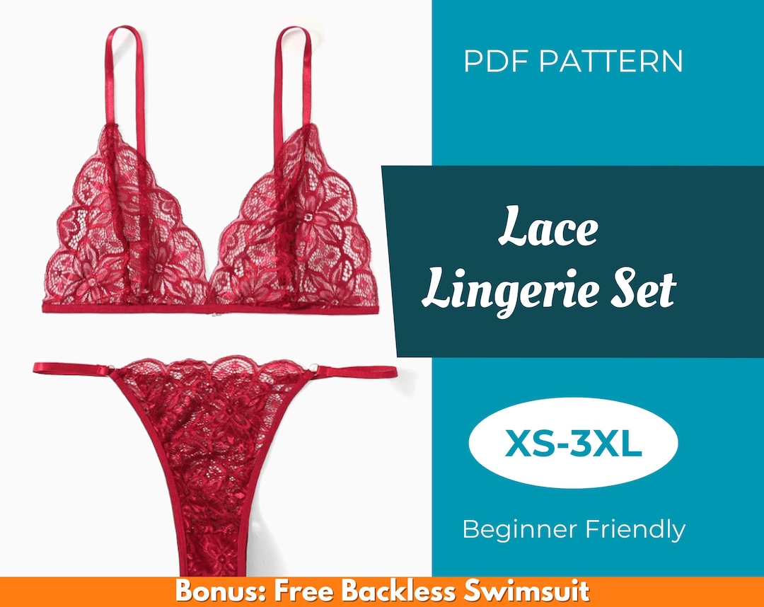Lace Lingerie Sewing Pattern | XS-XXXL | Sewing Pattern | Lingerie Set ...