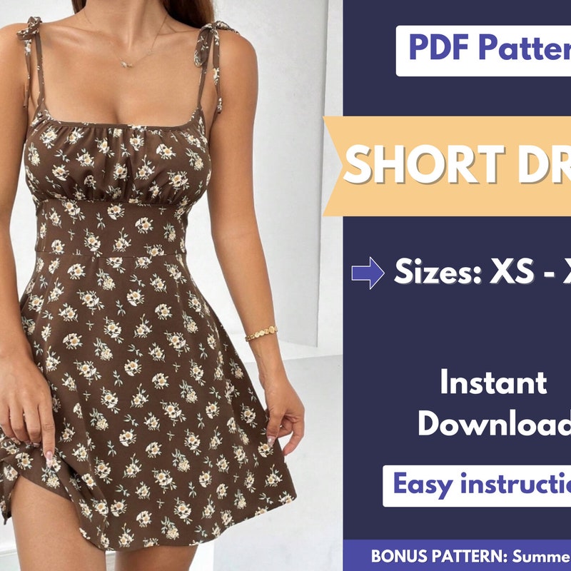 Short Dress Pattern - Etsy