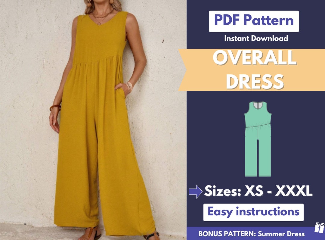 Dress Sewing Pattern | XS-XXXL | Overall Dress Pattern | Sewing Pattern ...