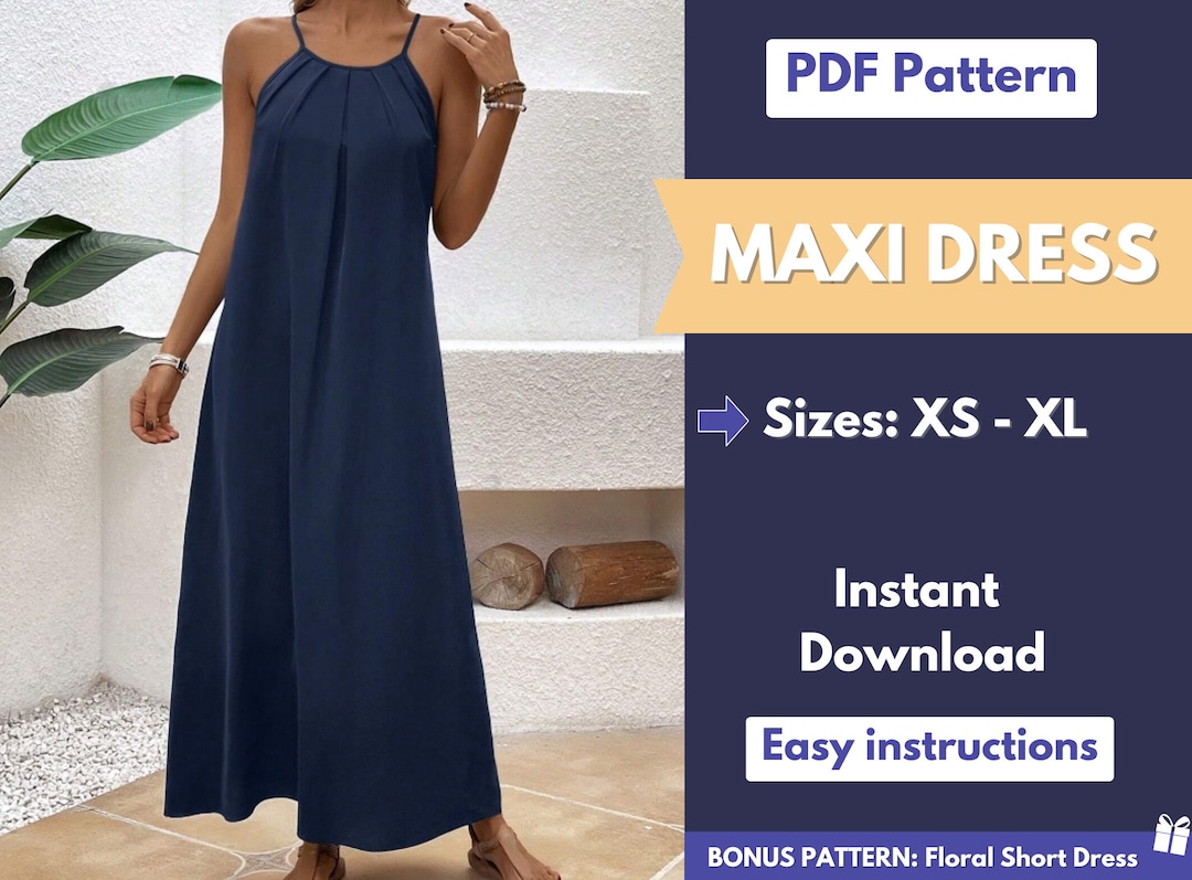 Maxi Dress Pattern | XS-XL | Dress Sewing Pattern | Summer Dress ...
