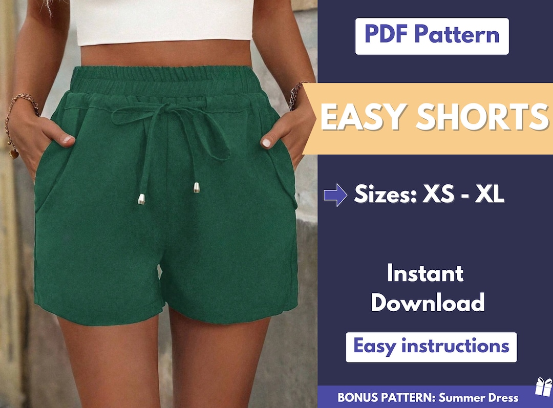 Easy Shorts Pattern | XS- XL | Women Shorts Pattern | High Waist Shorts ...