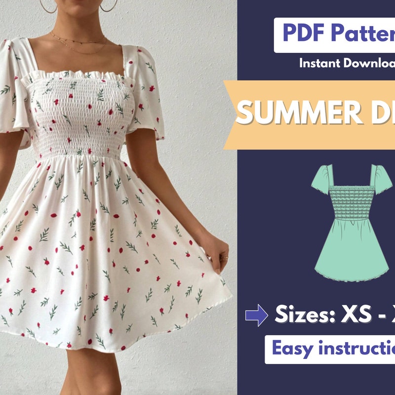 Short Dress Pattern - Etsy