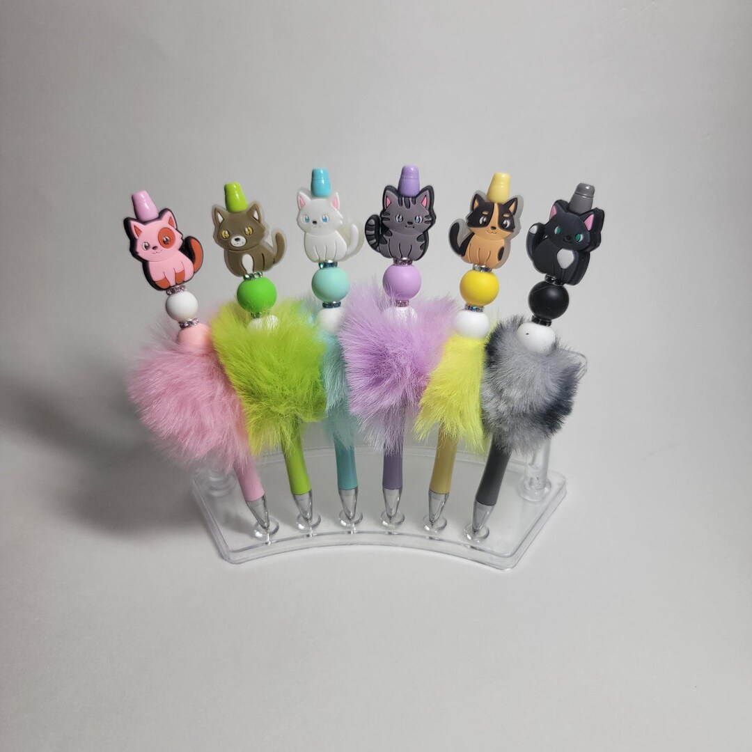 Glow in the Dark Cat Beaded Fuzzy Pen - Etsy