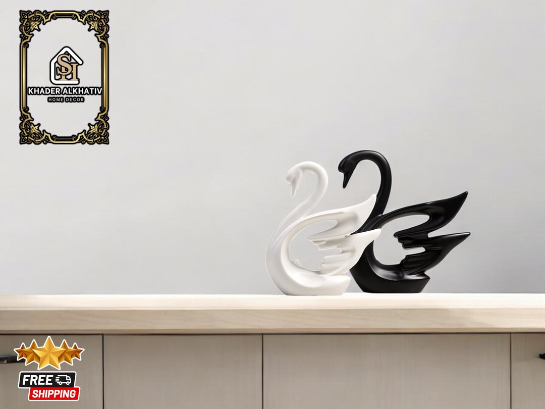 Swan Sculpture Ornament | Modern Resin Figurine | Minimalist Home Decor ...
