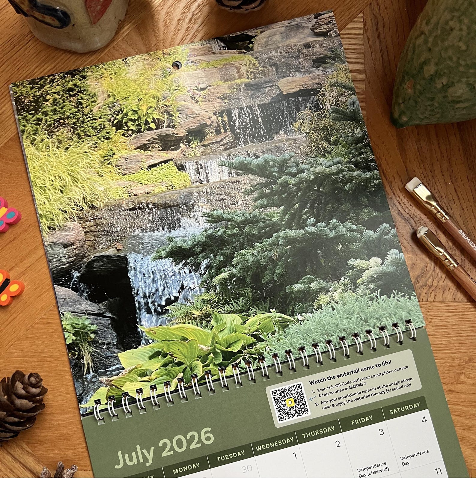 2026 Waterfall Therapy Calendar | AR Interactive Nature Wall Art ...