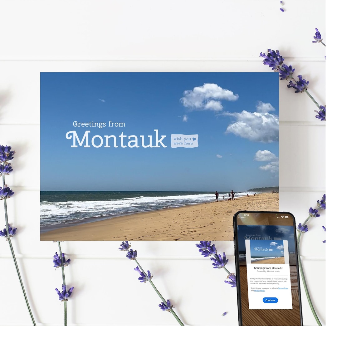 Unique Augmented Reality Montauk Beach Postcard – Interactive Greeting ...