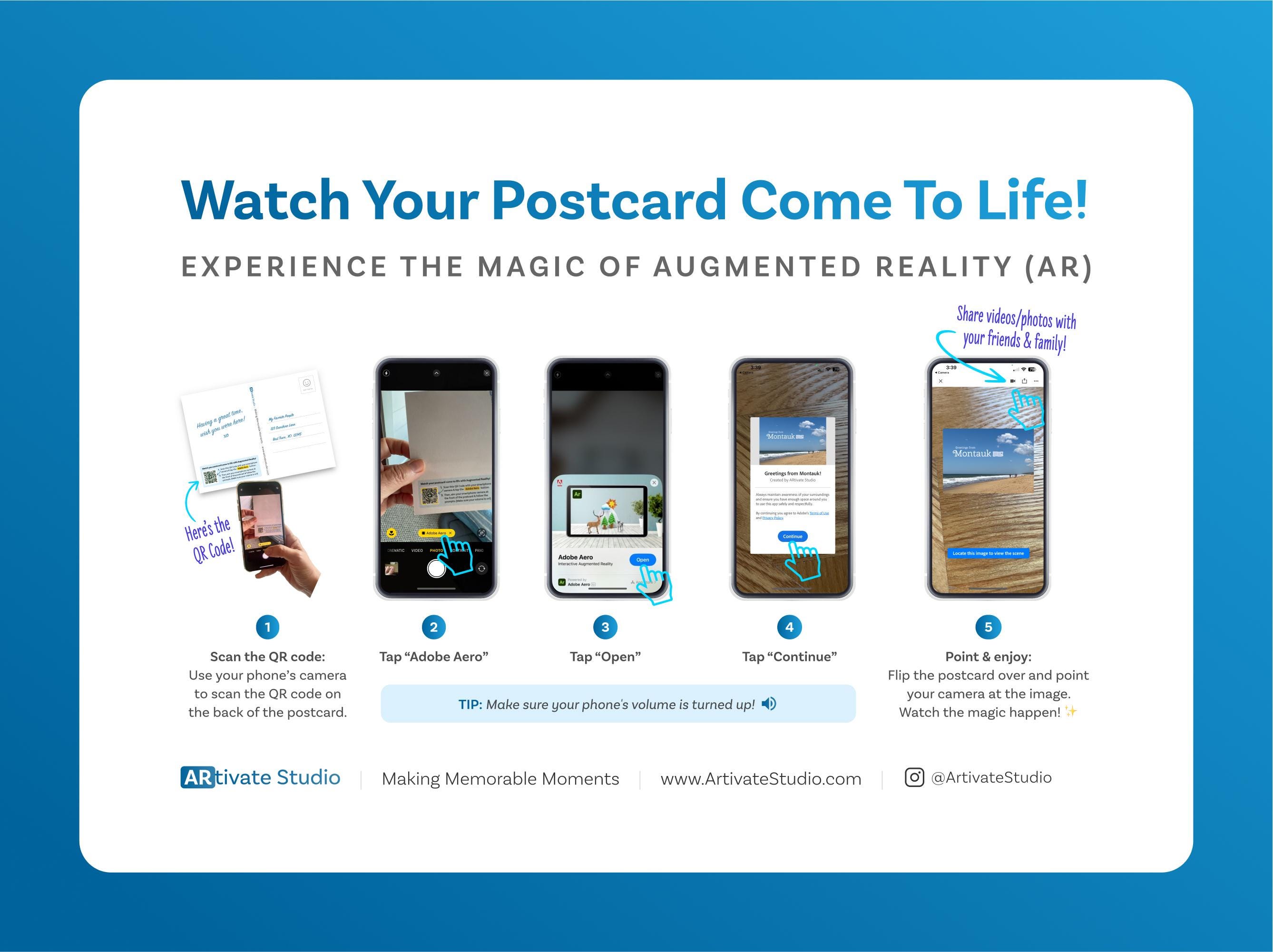 Unique Augmented Reality Montauk Beach Postcard – Interactive Greeting ...