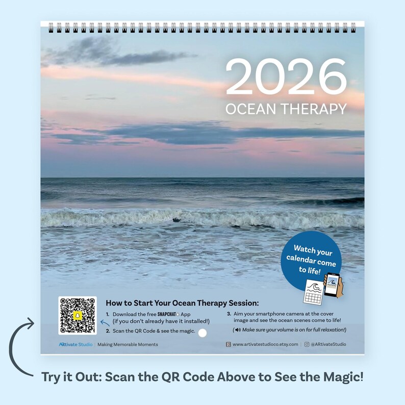 2026 Ocean Therapy Calendar | AR Interactive Nature Wall Art | Relaxing ...
