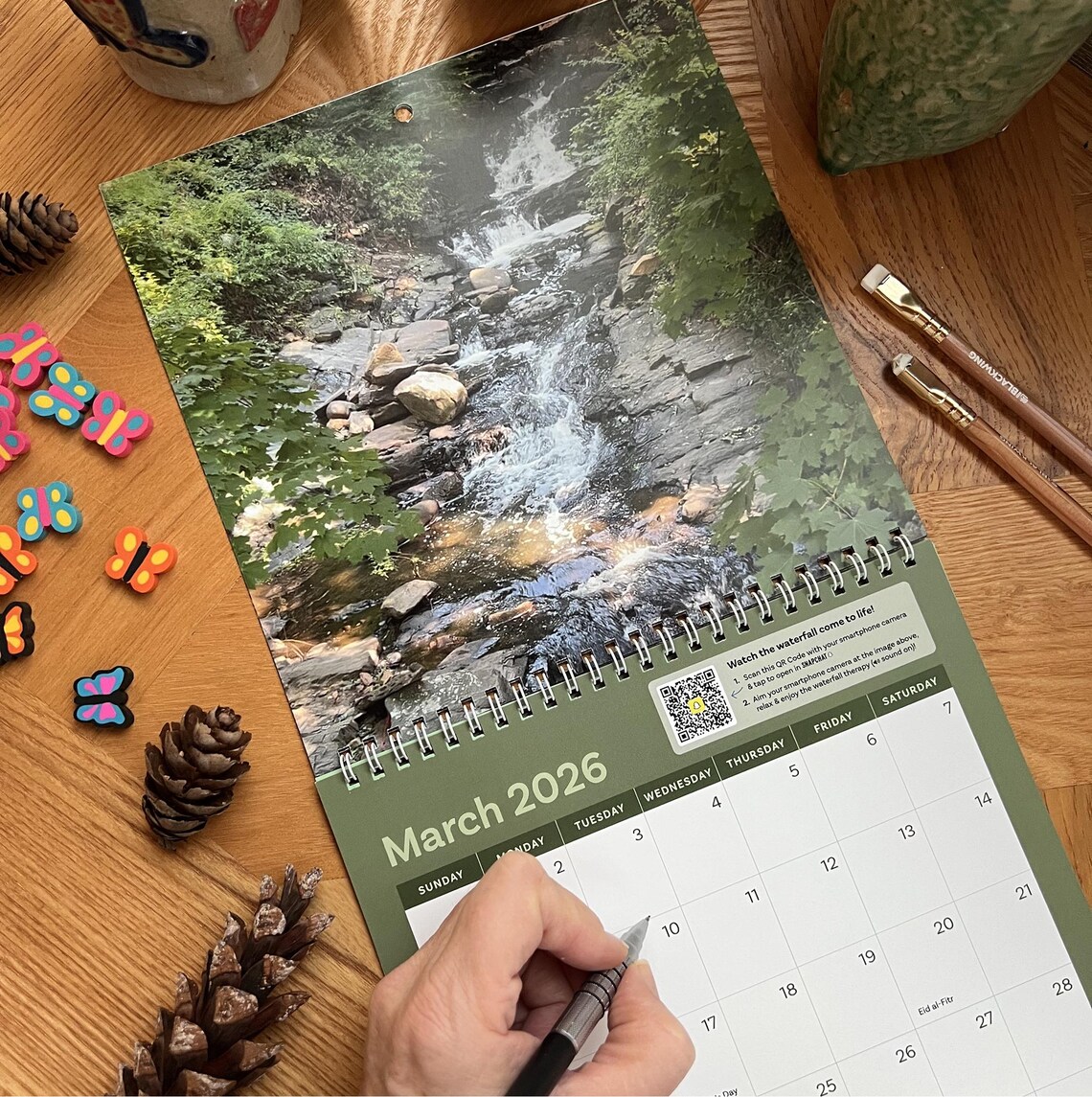 2026 Waterfall Therapy Calendar | AR Interactive Nature Wall Art ...