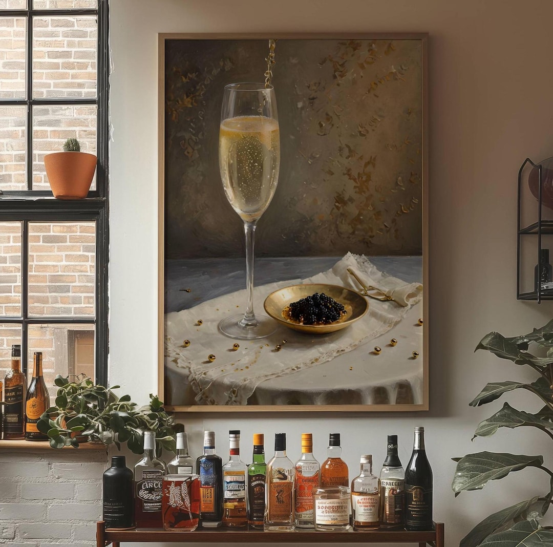Champagne and Caviar | Cute Quirky Whimsical | Cocktail Art Bar Cart ...