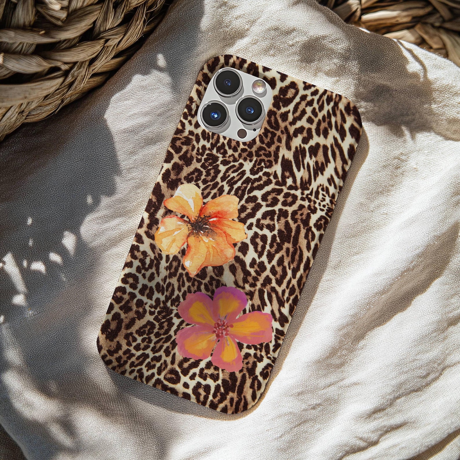 Cheetah Flower iPhone 17 Orange Phone Case, Girl Gifts Phone Case, Cute ...