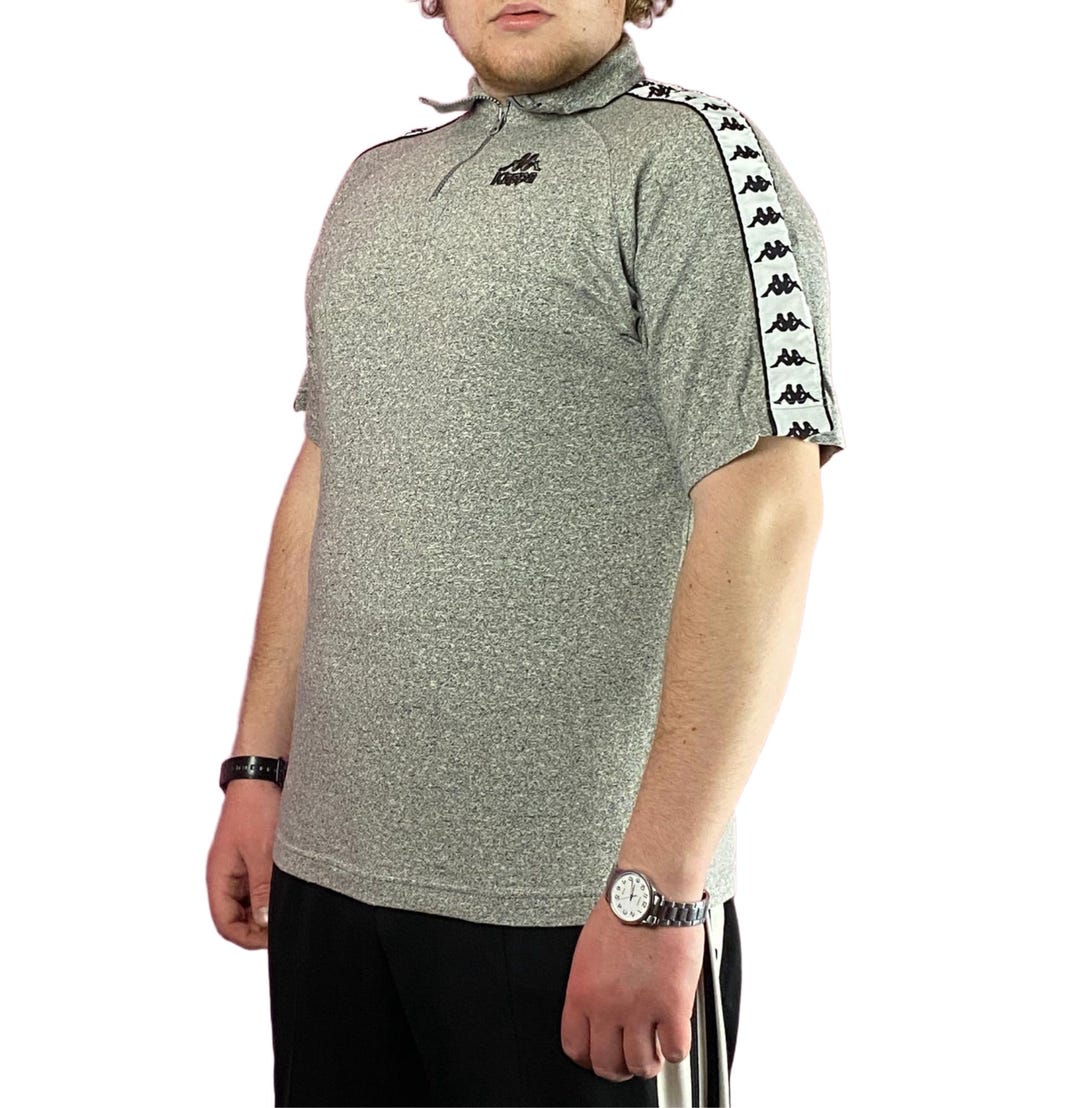 90s Kappa Vintage Men's Side Tape Logo Quarter Zip Polo Shirt - Y-L ...