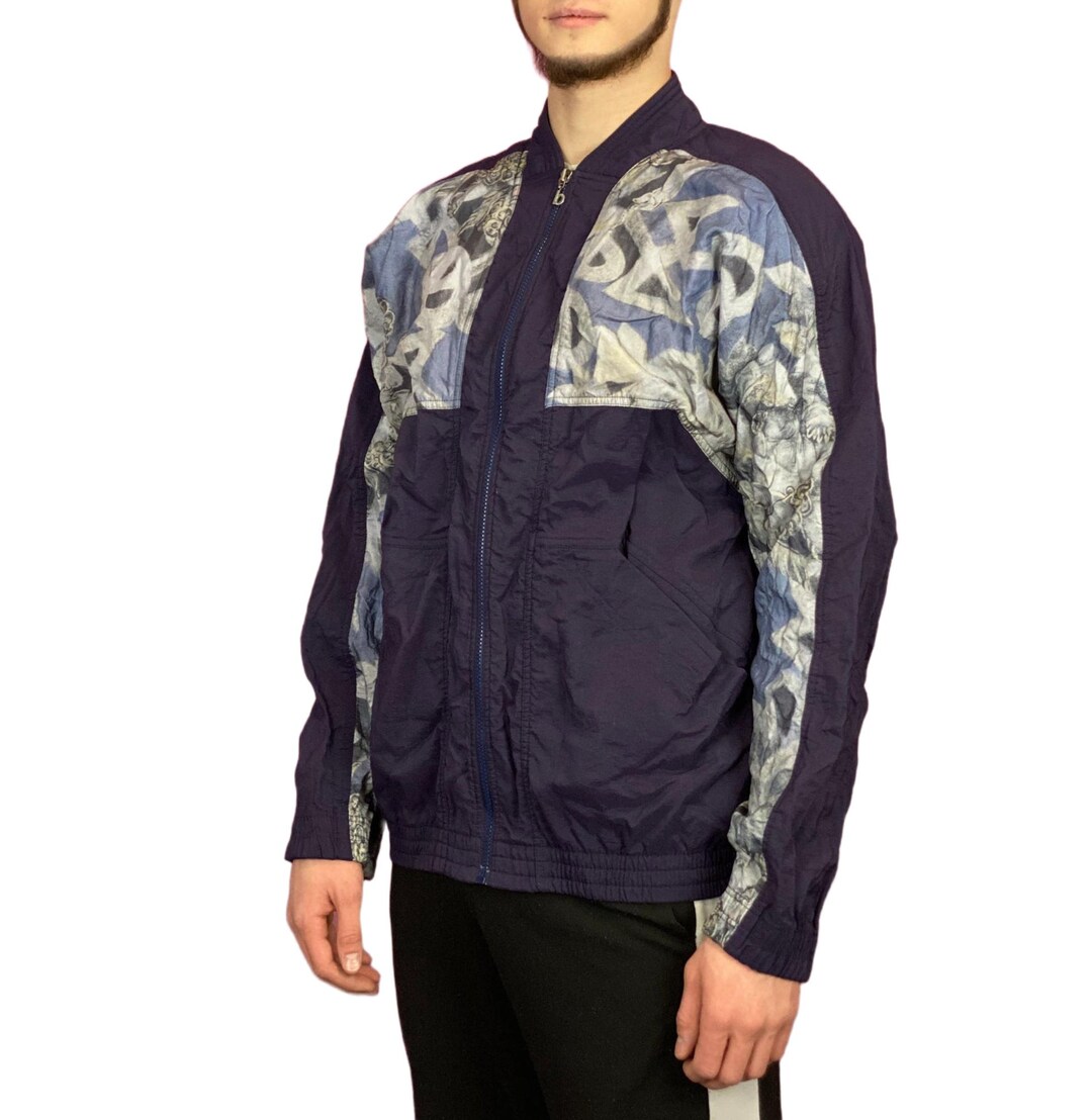90s Benger Vintage Men's Windbreaker Jacket - L Navy Blue Nylon - Etsy