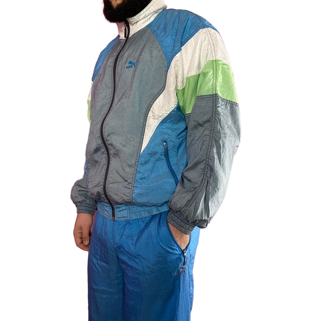 80s Puma Vintage Men's Tracksuit Set M Blue & Multicolor Nylon Windbreaker Jacket Sport Pants - Etsy