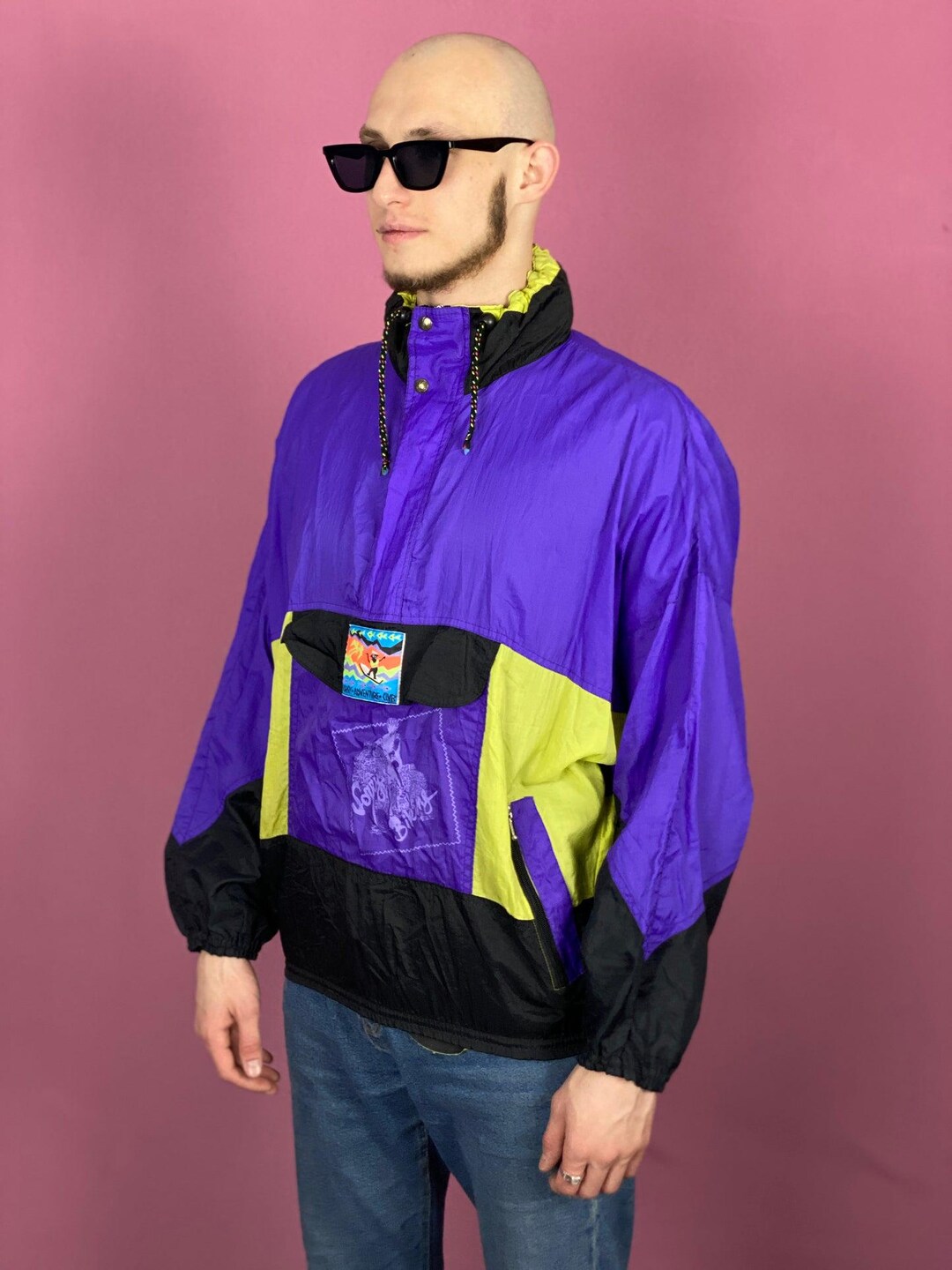 90s Vintage Men's Rain Jacket - L Purple Nylon - Etsy