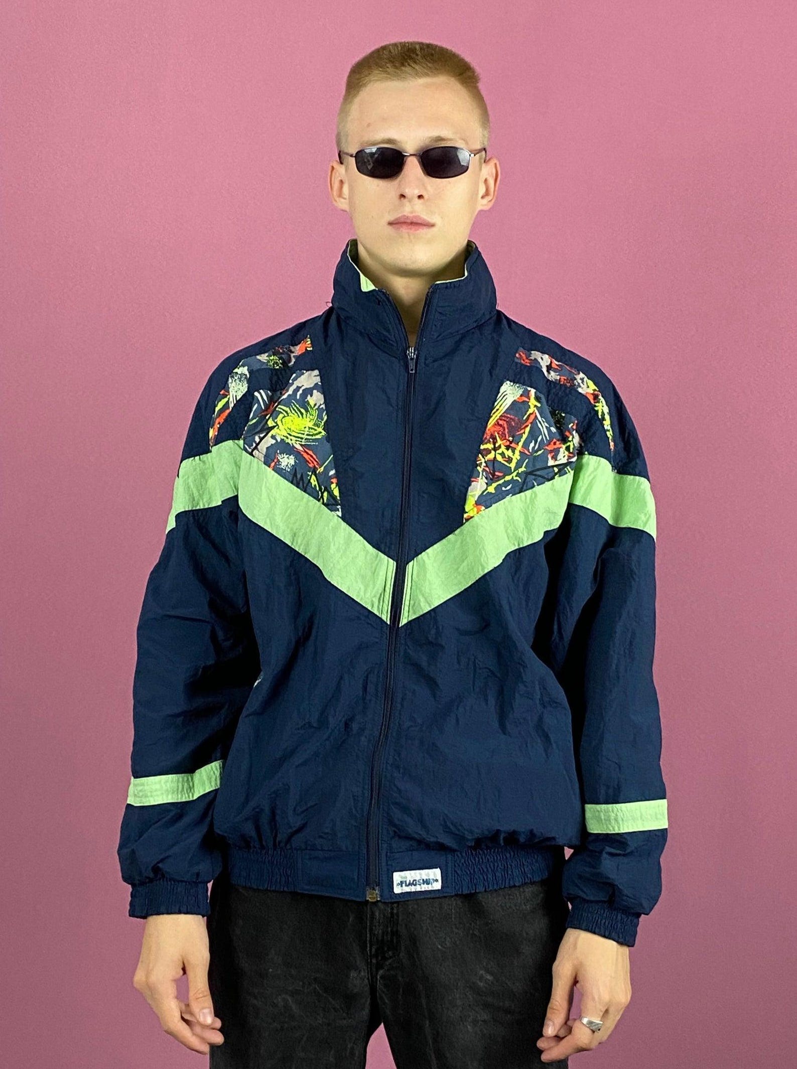 90s Flagship Vintage Men's Windbreaker Jacket - L Multicolor Nylon - Etsy