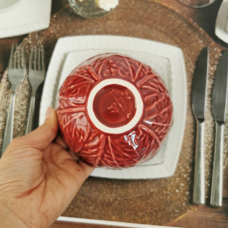 Ceramic Red Color Portuguese Cabbage Bowl Home Decor ø 13cm - Etsy