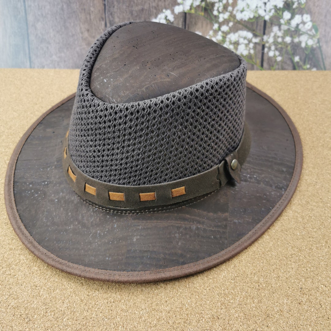 Brown Cork Australian Cowboy Hat With Mesh and Leather Appointments - Etsy