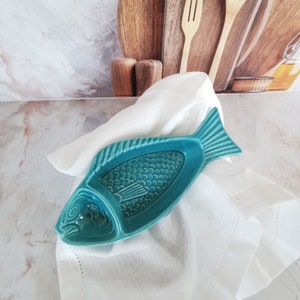Ceramic Green Aqua Color Fish Shape Portuguese Olive Plate Home Decor ...