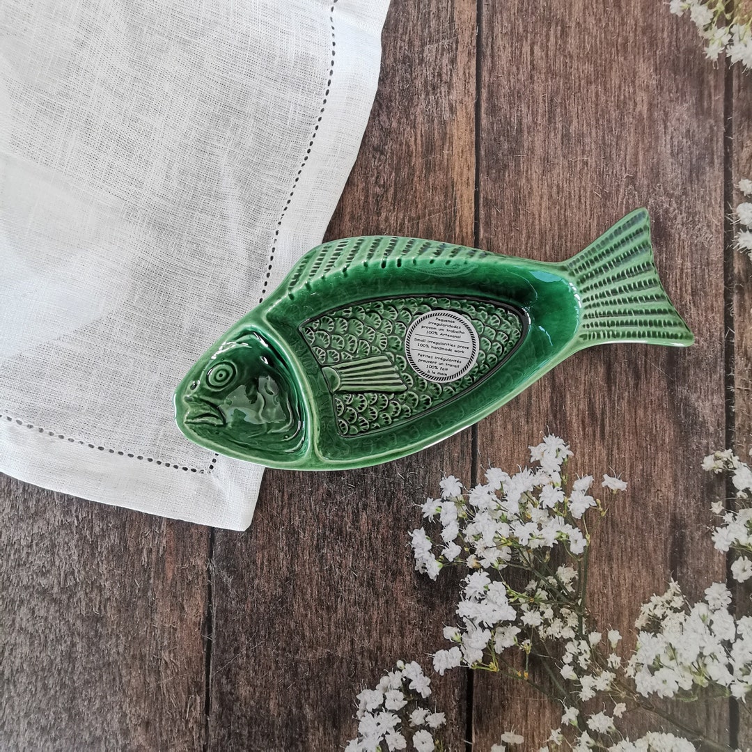 Ceramic Green Color Fish Shape Portuguese Olive Plate Home Decor - Etsy