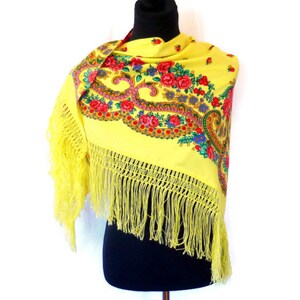 Portuguese Shawl, Half Viana's Tradicional Folklore Scarf Yellow ...