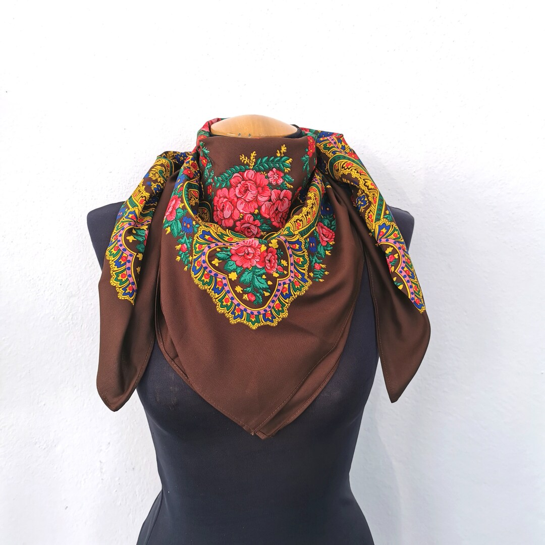 Brown Viana Shawl, Portuguese Brown Shawl, Portuguese Scarf (square ...