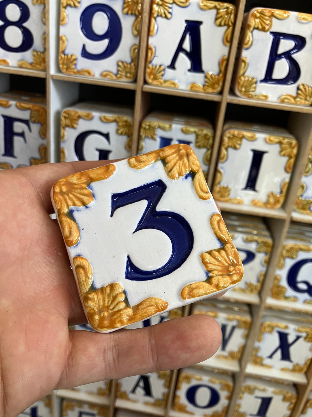 Handmade Ceramic Door Number Tile: 6x6 Cm, House Number - Etsy