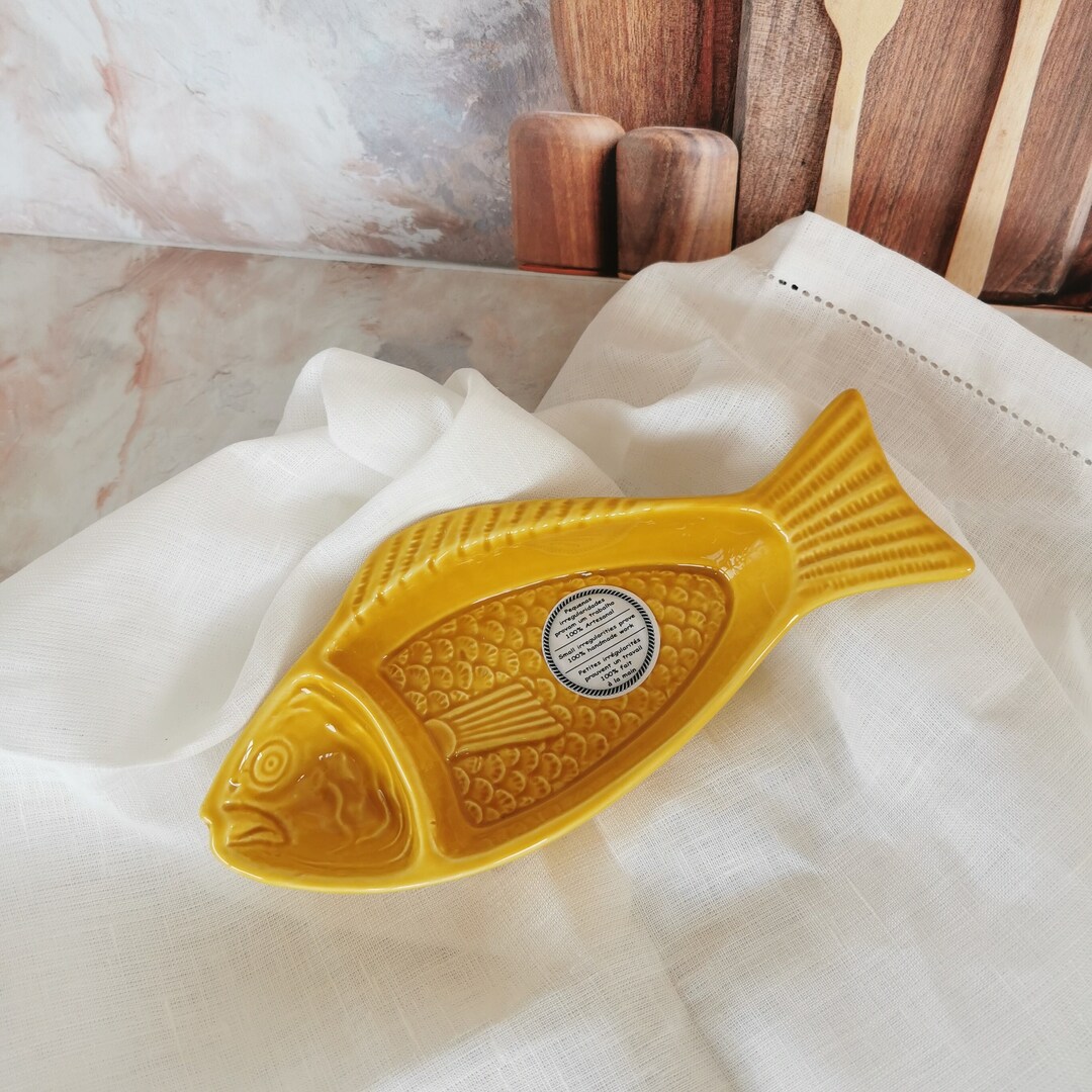Ceramic Yellow Color Fish Shape Portuguese Olive Plate Home Decor - Etsy