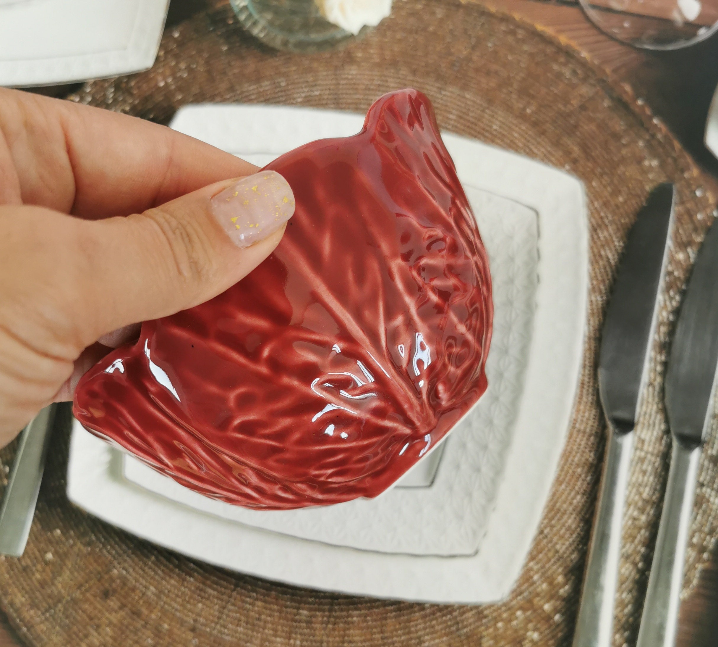 Ceramic Red Color Portuguese Cabbage Bowl Home Decor ø 13cm - Etsy