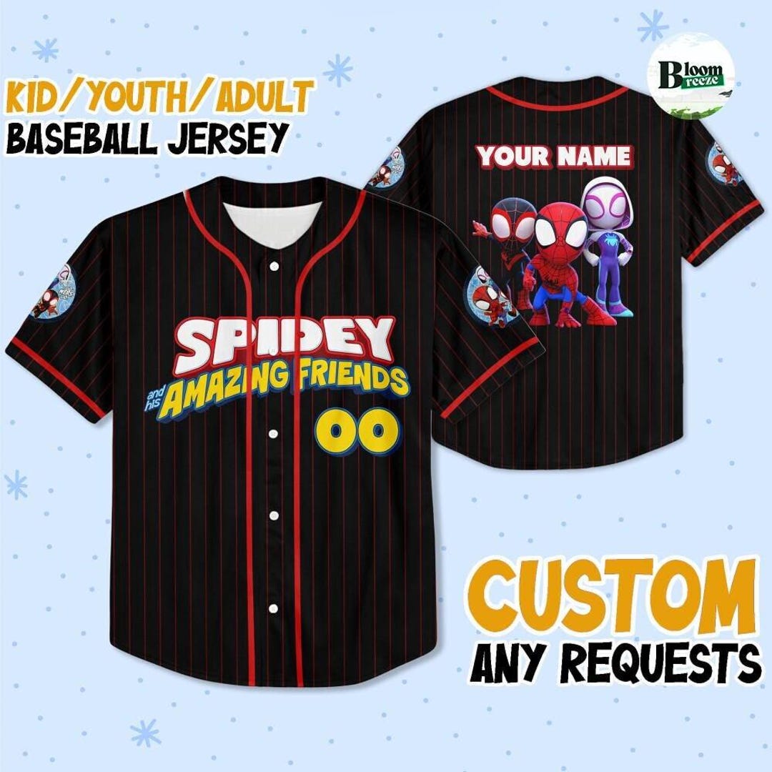 Personalize Spidey and His Amazing Friends Funny Black Red Jersey ...