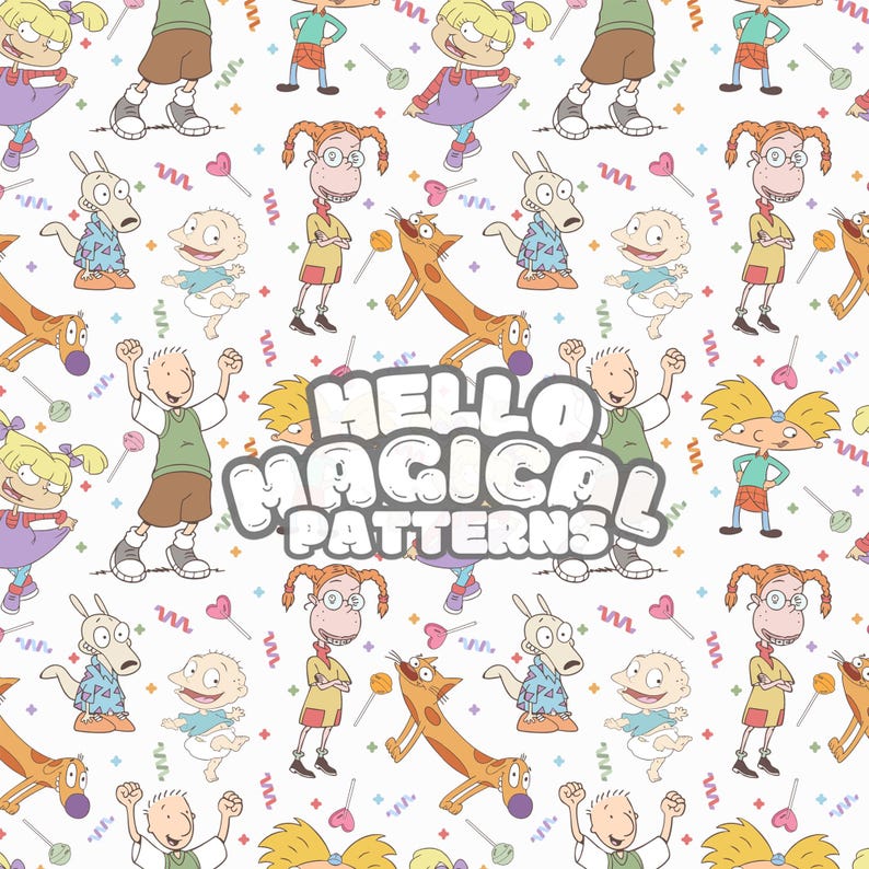 90s Cartoons Seamless Pattern: Printable Surface Design (digital File ...