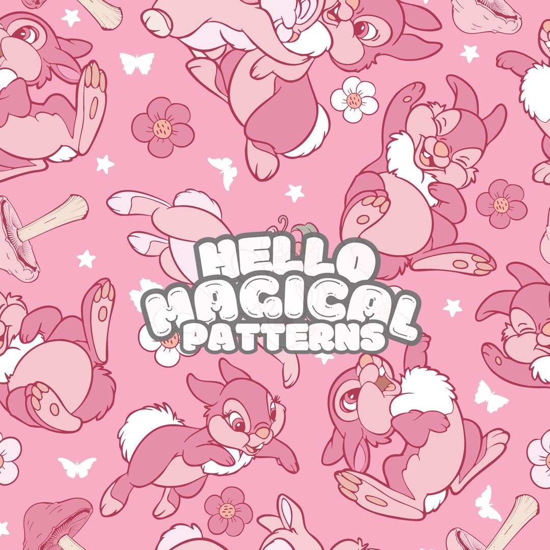 Floral Bunny Seamless Pattern: Pink Rabbits (RGB & CMYK Files) - Etsy