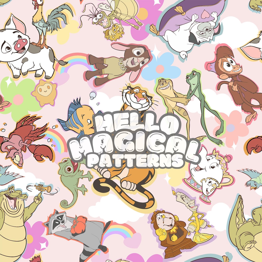 Magical Cartoon Characters Seamless Pattern: Printable RGB & CMYK Files ...