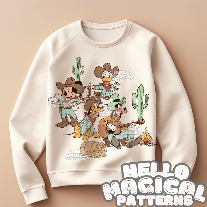 Cowboy Mouse Sublimation Design: Cartoon Friends PNG, JPG, PDF Files - Etsy