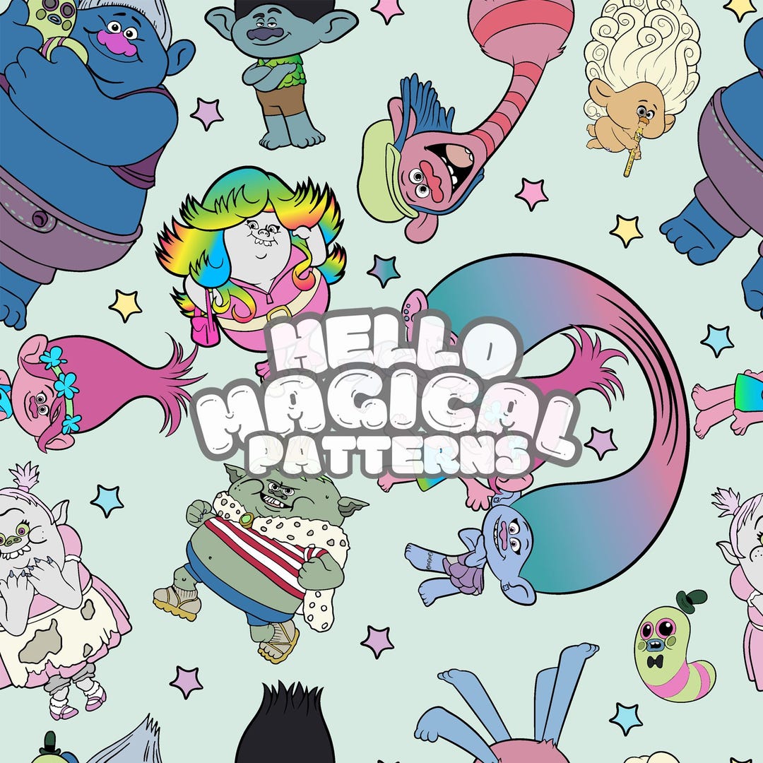 Magical Trolls Seamless Pattern, Seamless Cute Monsters Pattern, Fabric ...