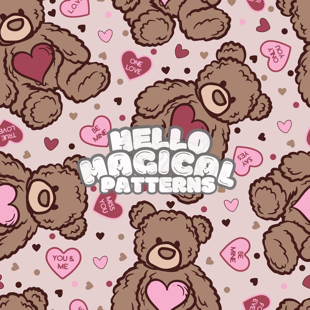Cute Bear Seamless Pattern, Valentines Seamless Pattern, Repeating File ...