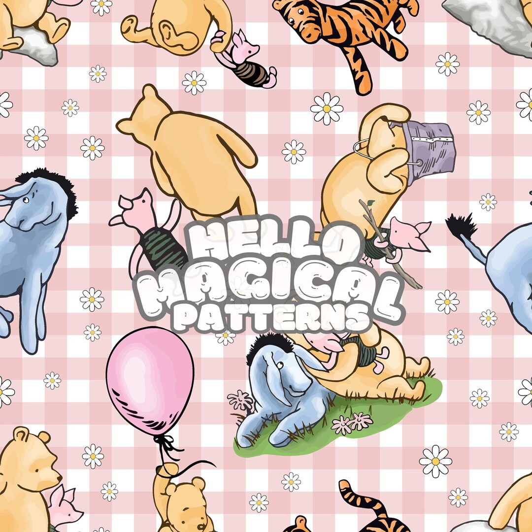 Classic Bear and Friends Seamless Pattern, Magical Cartoon Seamless ...