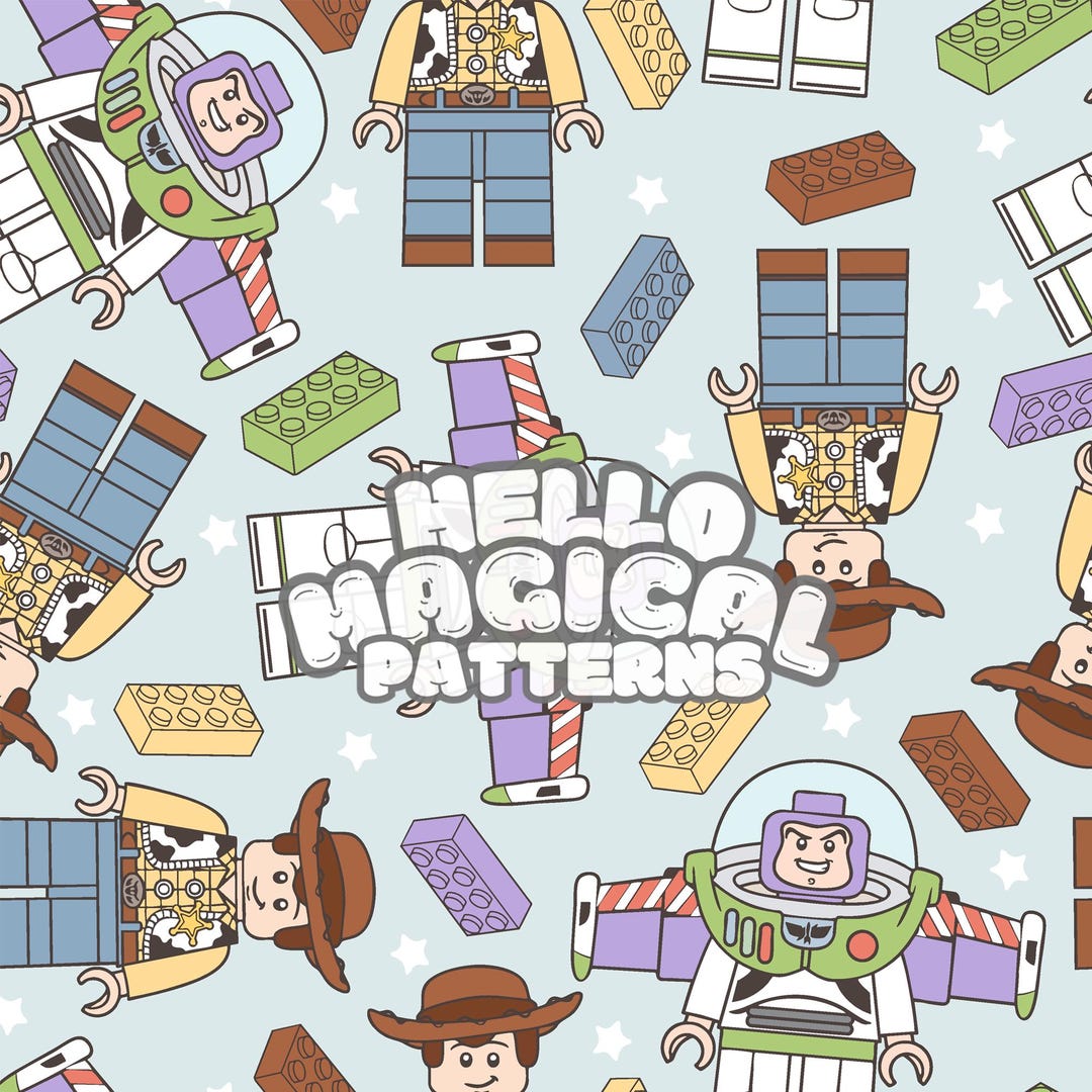 Cartoon Friends Building Blocks Seamless Pattern (JPG File) - Etsy