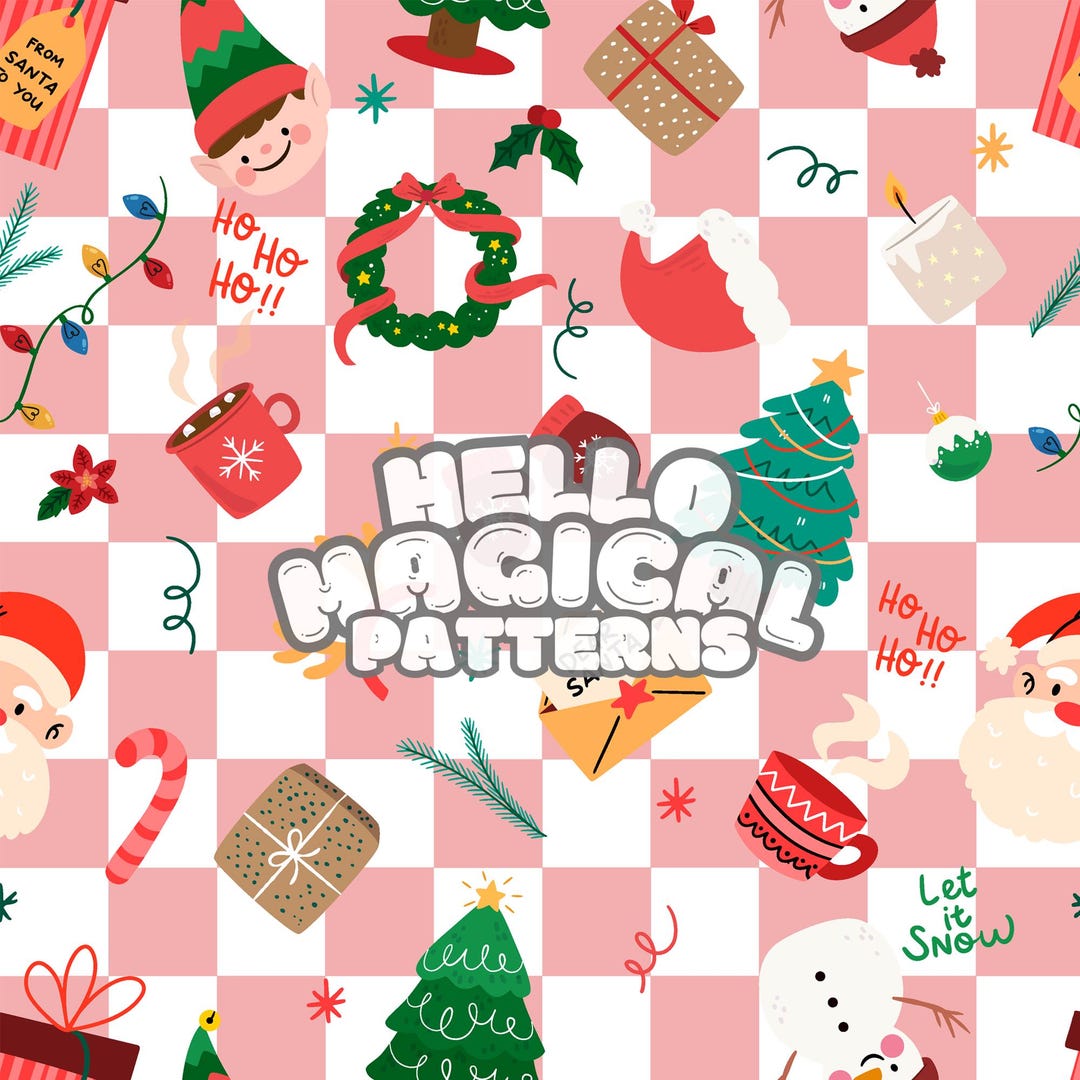 Magical Christmas Seamless Pattern: Noel Design (rgb and Cmyk Files) - Etsy