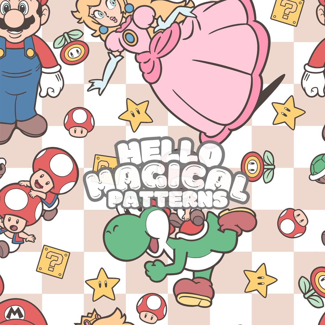 Video Game Seamless Pattern, Cartoon Character and Princess Seamless ...
