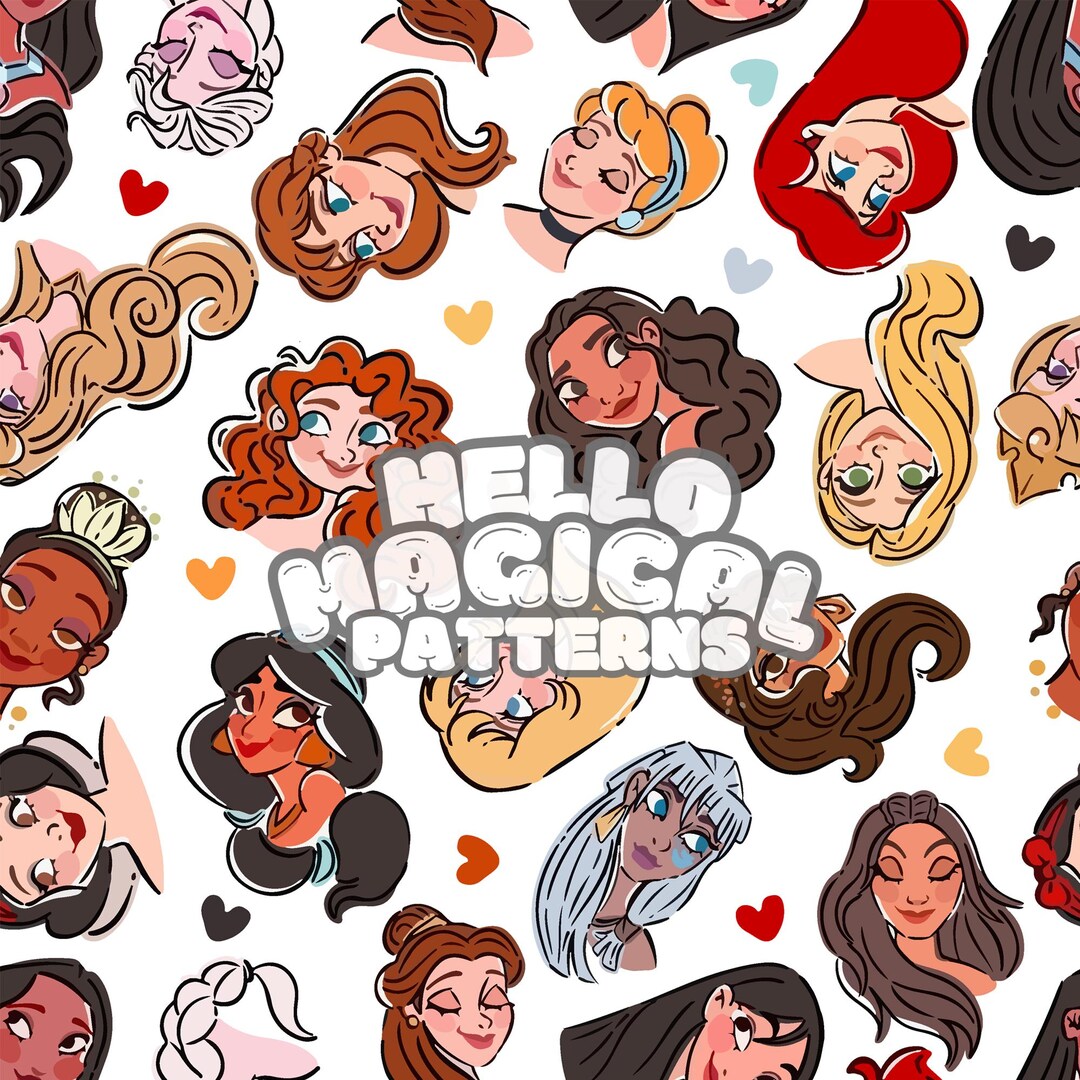 Hello Magical Princess Seamless Pattern,cartoon Princess Seamless ...