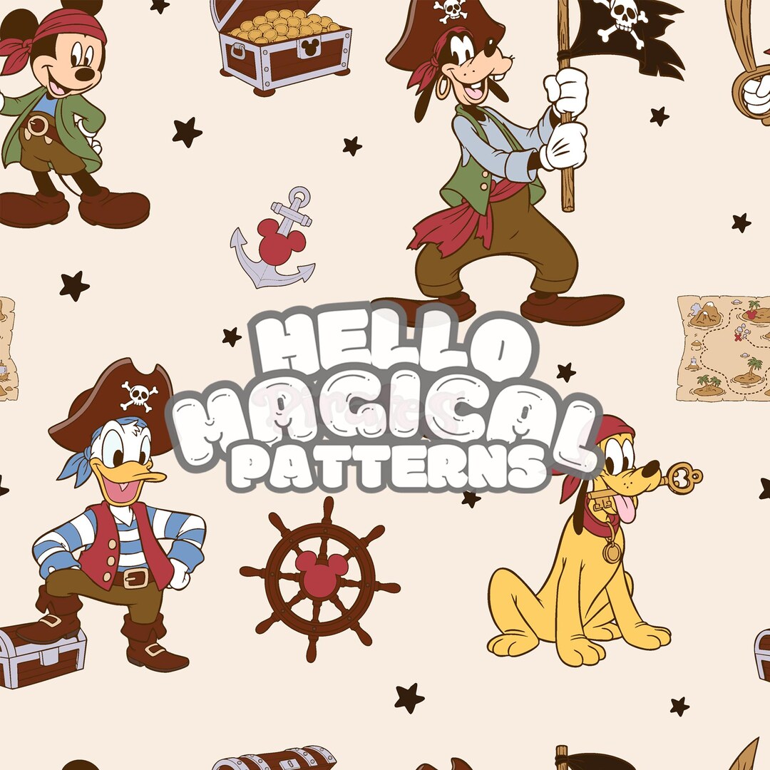 Pirates Friends Seamless Pattern, Cartoon Mouse and Friends Repeating ...
