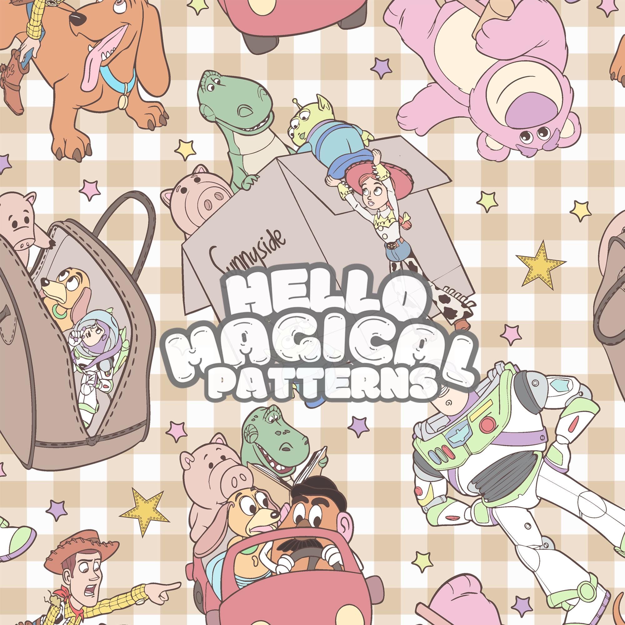 Story Friends Seamless Pattern, Toy Cartoon Seamless Pattern, Pattern ...