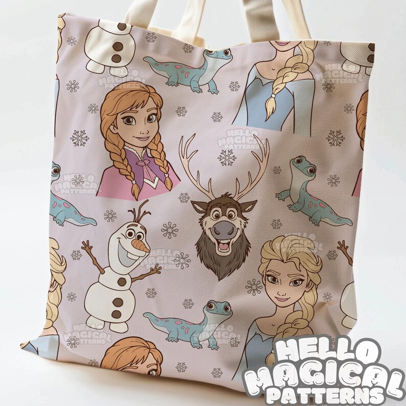 Ice Princess Seamless Pattern: Cartoon Printable Fabric Design (12x12 ...