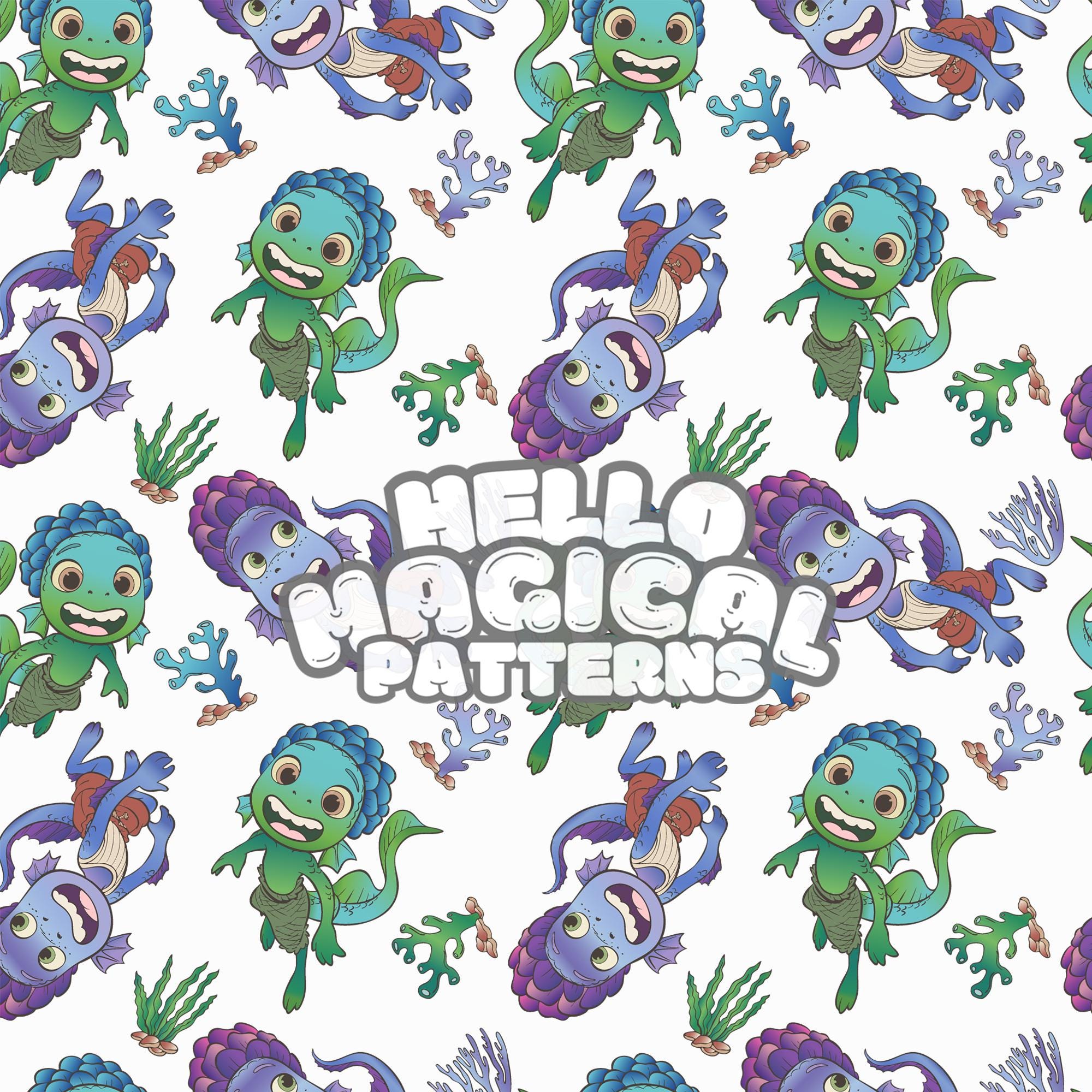 Magical Sea Monsters Seamless Pattern: Undersea Friends Design (JPG ...