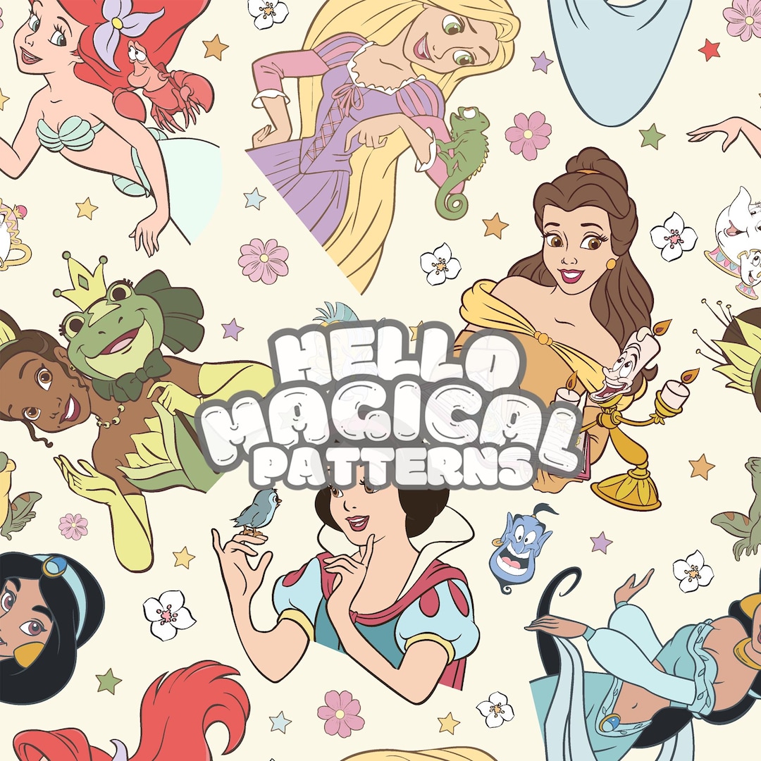 Magical Princesses Seamless Pattern: Printable Fabric Design (RGB ...